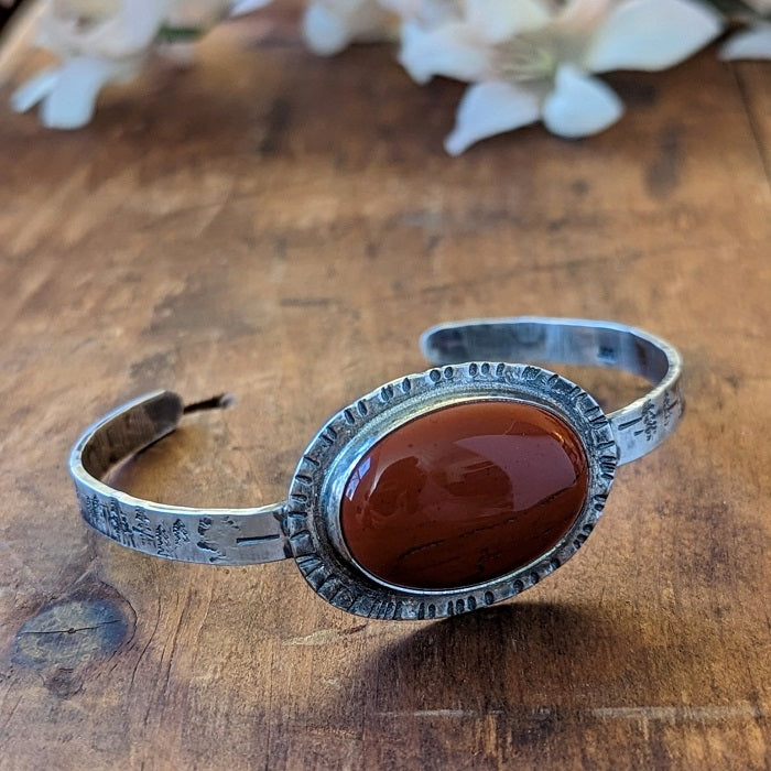 Red Jasper Sterling Silver Cuff Bracelet - "Arizona Sunset Bracelet ...
